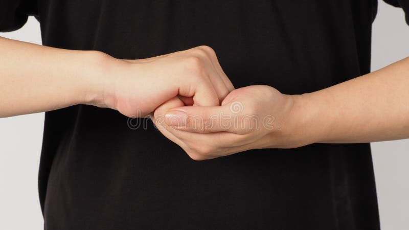 Man Do a Collab Hand Gesture that Represent Intuitive Commands Stock ...