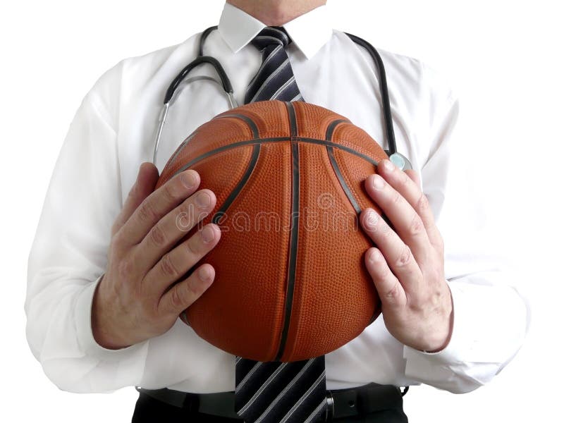 Man Doctor with Basketball Ball Stock Photo - Image of white ...