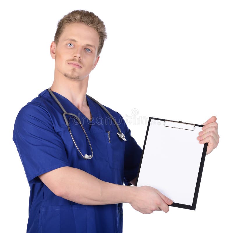 Man doctor in blue stock photo. Image of portrait, healthcare - 31367056