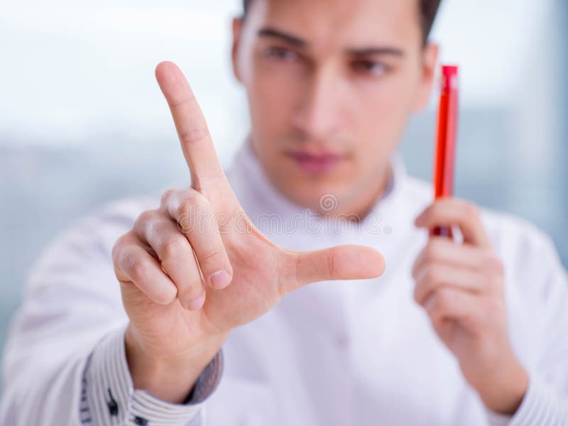 Man Doctor Checking Blood Samples in Lab Stock Photo - Image of ...