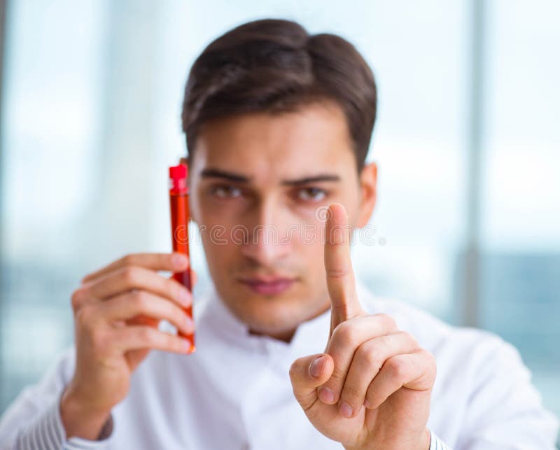 Man Doctor Checking Blood Samples in Lab Stock Image - Image of biology ...