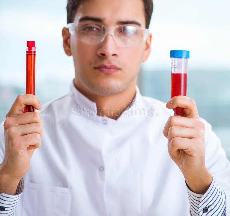 Man Doctor Checking Blood Samples in Lab Stock Image - Image of bank ...