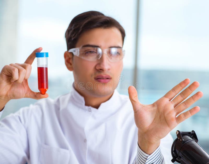 Man Doctor Checking Blood Samples in Lab Stock Image - Image of clinic ...