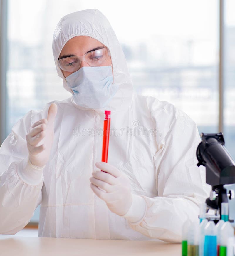 Man Doctor Checking Blood Samples in Lab Stock Photo - Image of ...