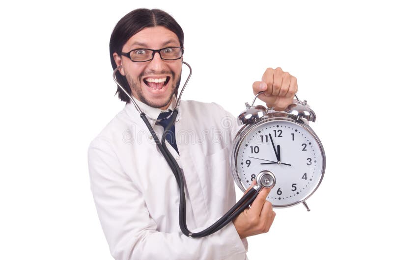 Man Doctor with Clock Isolated Stock Image - Image of alarm, deadline ...