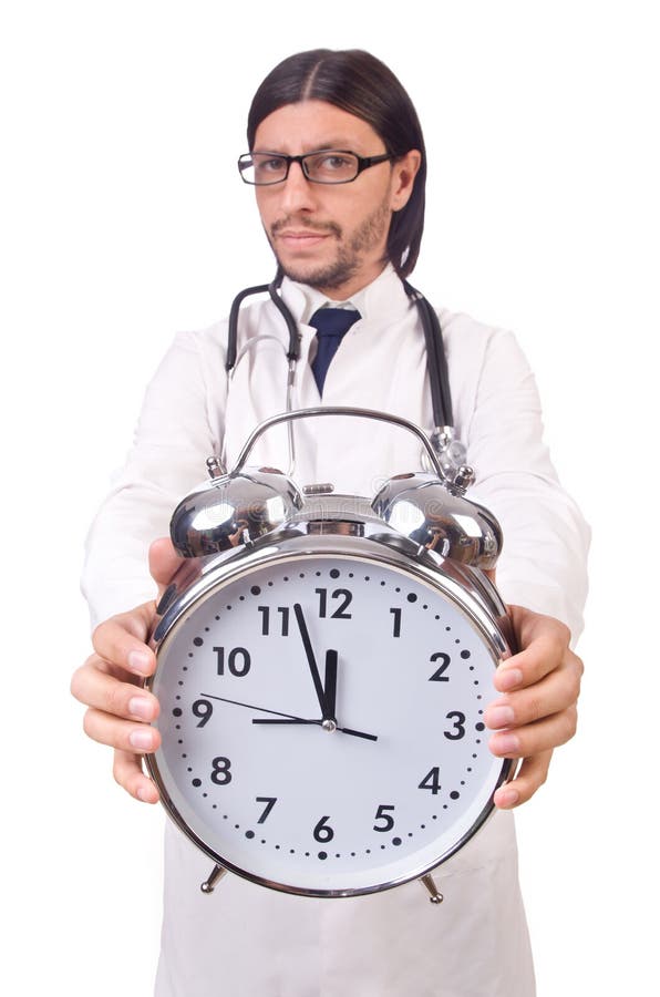 Man Doctor with Clock Isolated Stock Image - Image of medical, deadline ...
