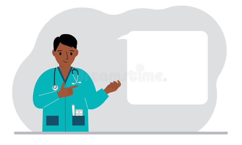 Man Doctor Holding a File with Blank Paper for Text. Vector Stock ...