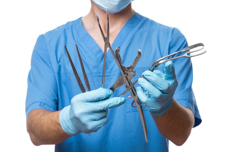 Man Doctor Surgeon Holding Surgical Instruments Stock Image - Image of ...