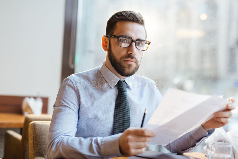 Man with documents stock image. Image of broker, solve - 91858655