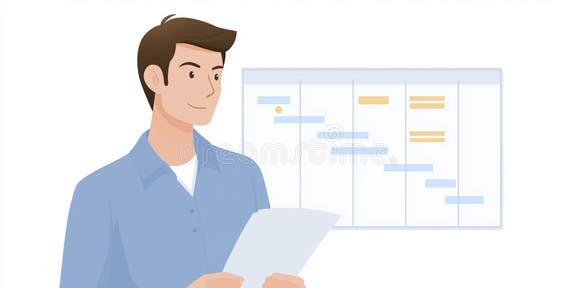 Professional Man Holding Documents Stands in Front of a Project ...