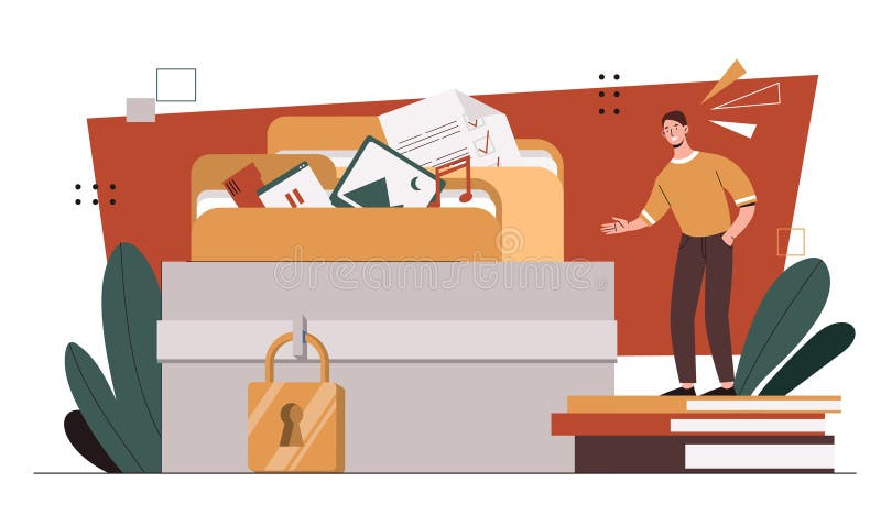 Man with documents vector stock vector. Illustration of archive - 302698661