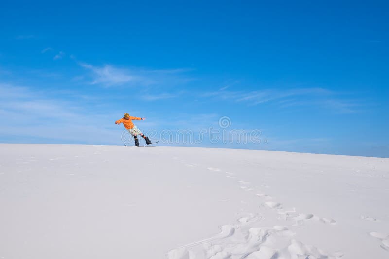 Man Does a Trick on the Snowboard in the Desert Stock Image - Image of ...