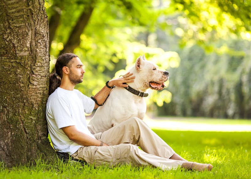 Man and dog stock photo. Image of cute, adult, embracing - 10143612