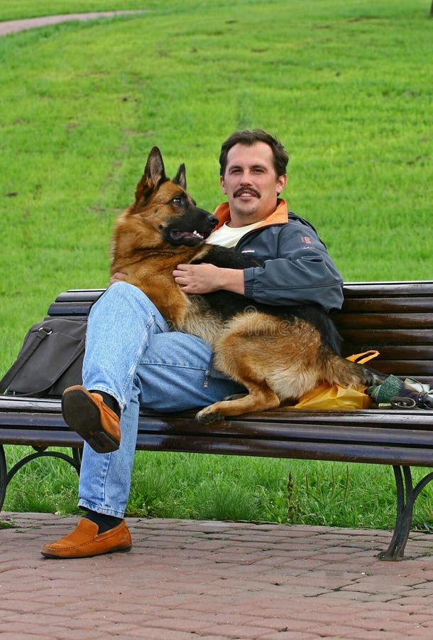 Man and Dog Jumping Over the Bench Stock Image - Image of park, jump ...