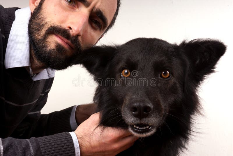 Man and dog stock image. Image of animal, smile, portrait - 49525061