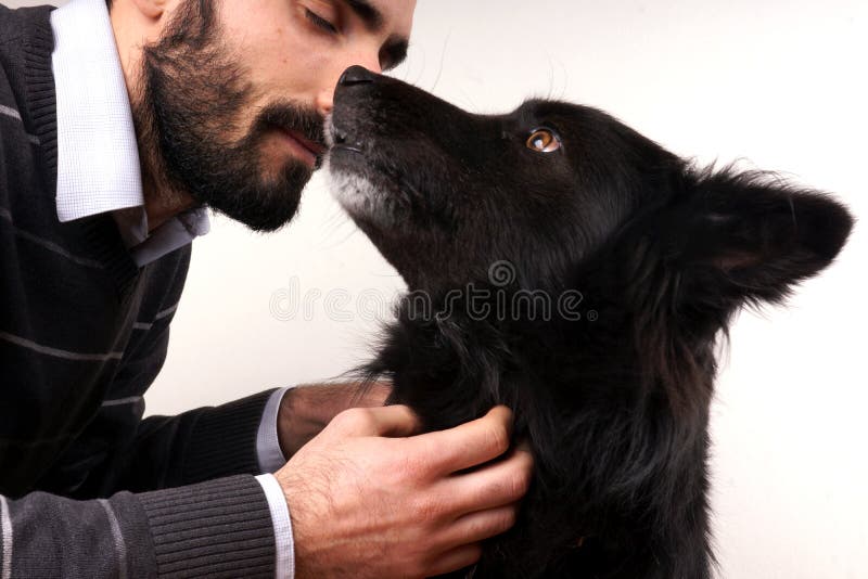 Man and dog stock image. Image of affectionate, embracing - 49525077
