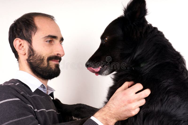 Man and dog stock image. Image of embracing, handsome - 49839767