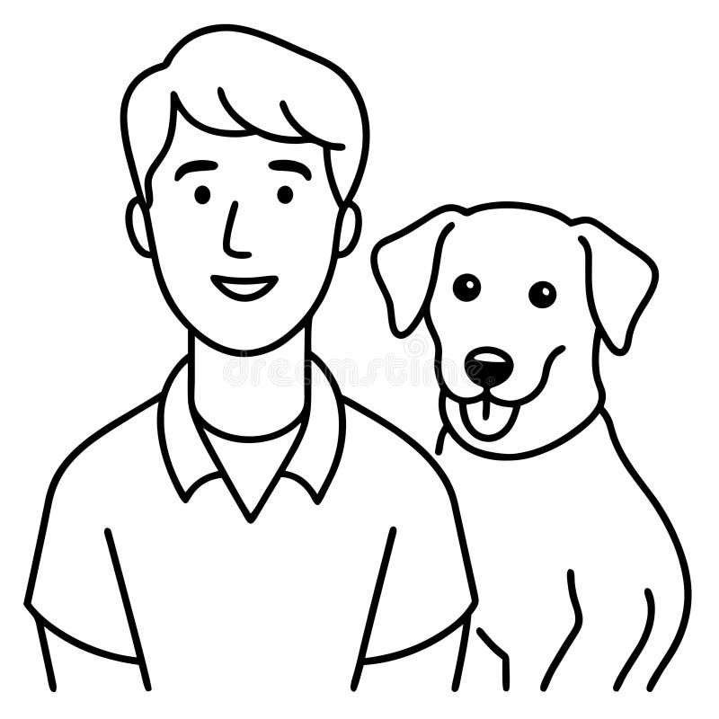 A Man and a Dog are Standing Together Stock Image - Illustration of ...