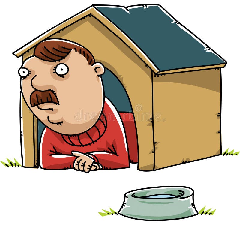 Man in the Doghouse stock illustration. Illustration of stereotypical ...