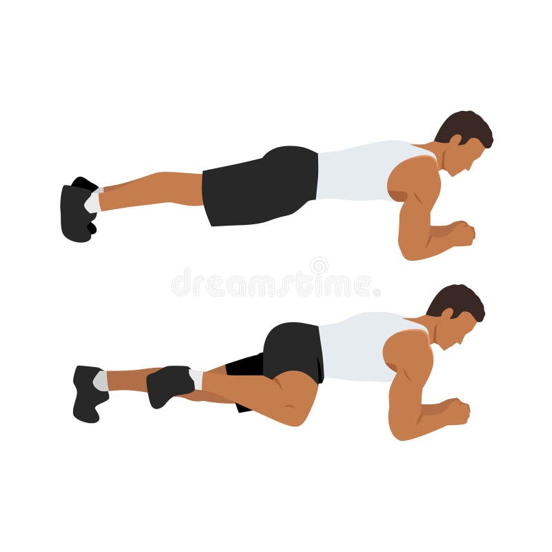 Man Doing Abdominal Exercise Position Introduction with Plank Knee To ...
