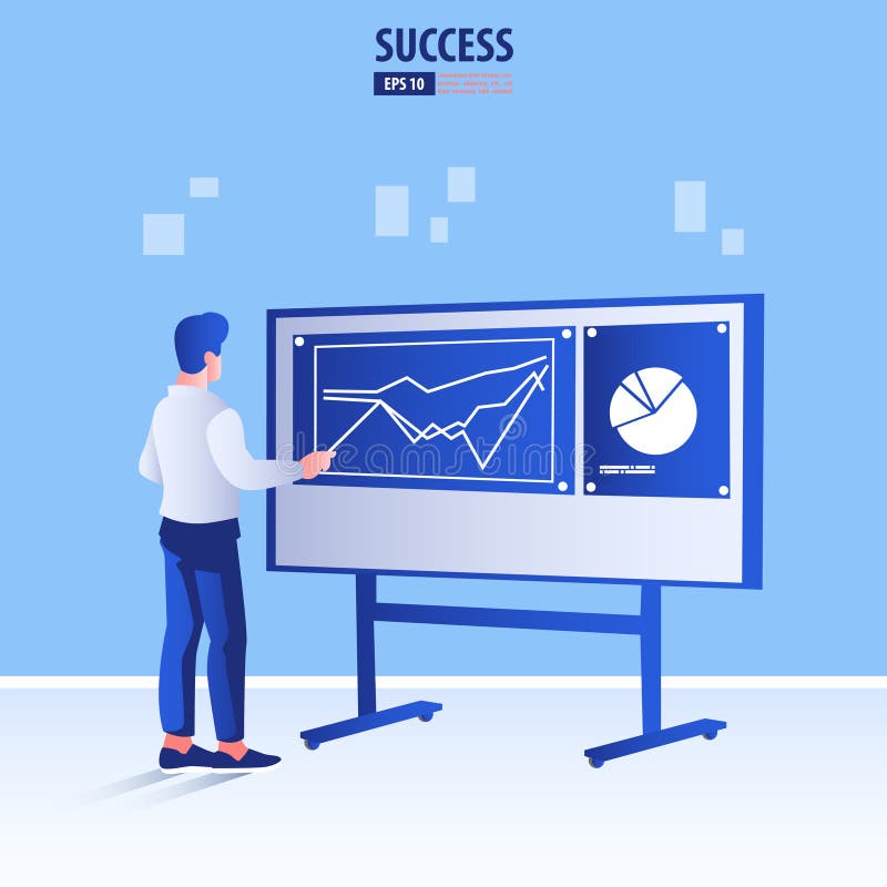 Man Doing an Analysis Data on a Blackboard. Stock Vector - Illustration ...