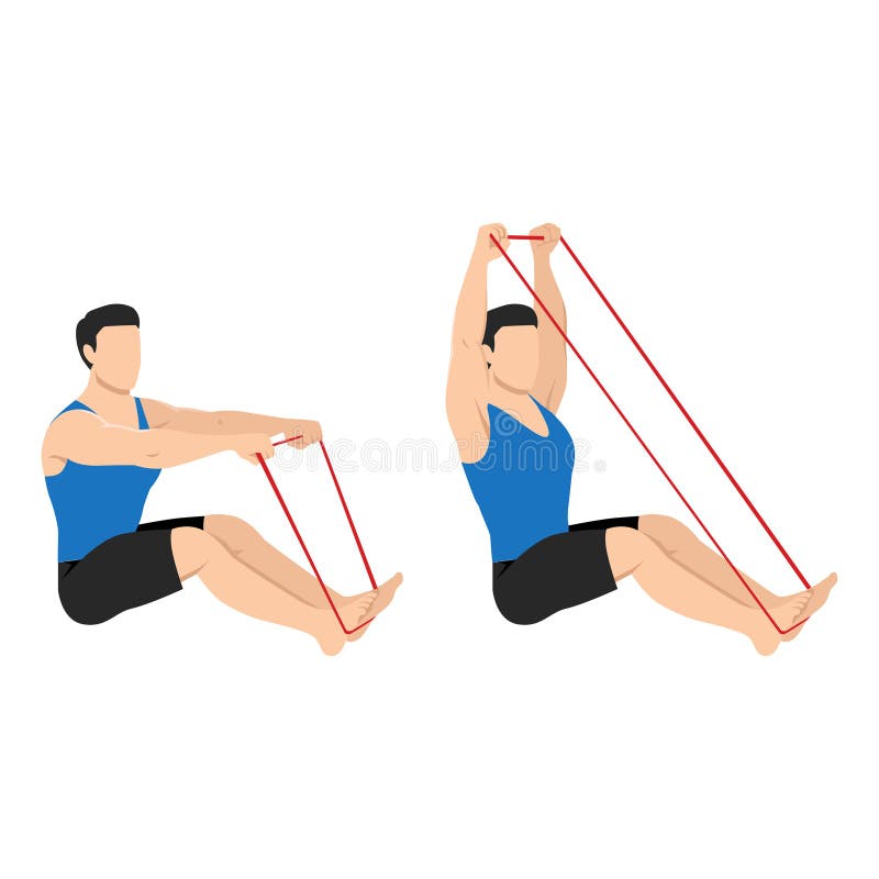 Man Doing Banded Reverse Lateral Fly Exercise Stock Illustration ...