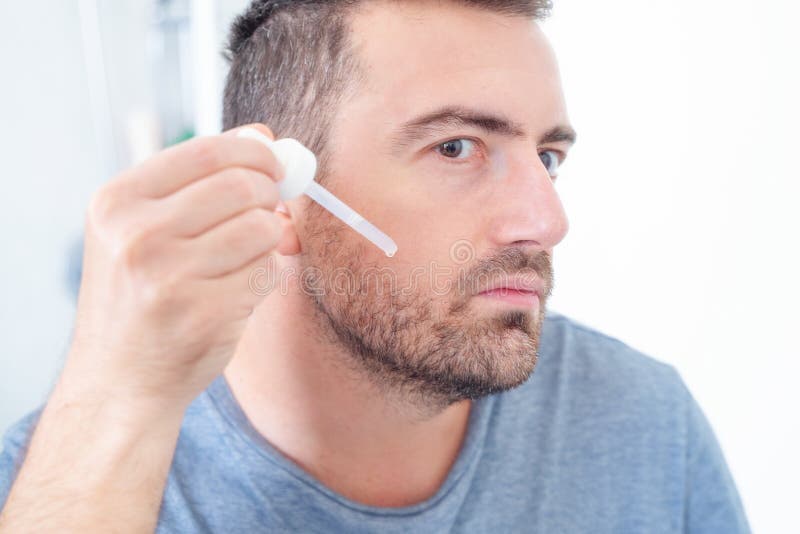Man Using Beard Growth Treatment on His Scalp Stock Image - Image of ...