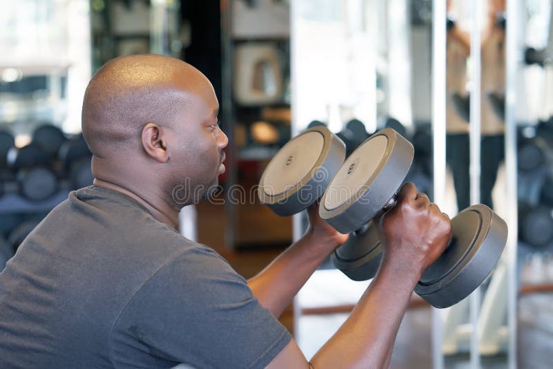 Man Doing Bench Press with a Dumbbells Stock Image - Image of barbell ...