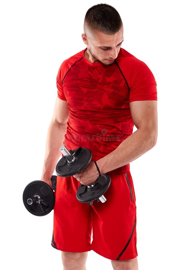 Man doing biceps workout stock photo. Image of person - 92553660