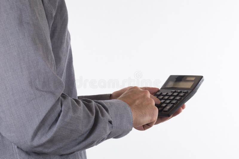 Man Doing a Calculation on a Handheld Calculator Stock Photo - Image of ...