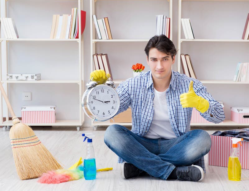The Man Doing Cleaning at Home Stock Image - Image of husband, cleaner ...