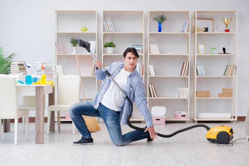 The Man Doing Cleaning at Home Stock Image - Image of cleaning, hygiene ...