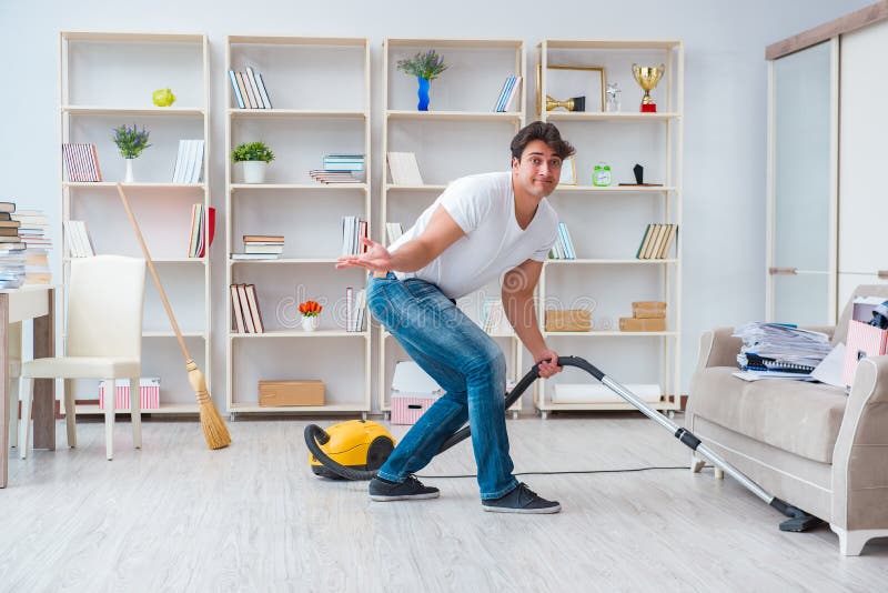 The Man Doing Cleaning at Home Stock Photo - Image of household ...
