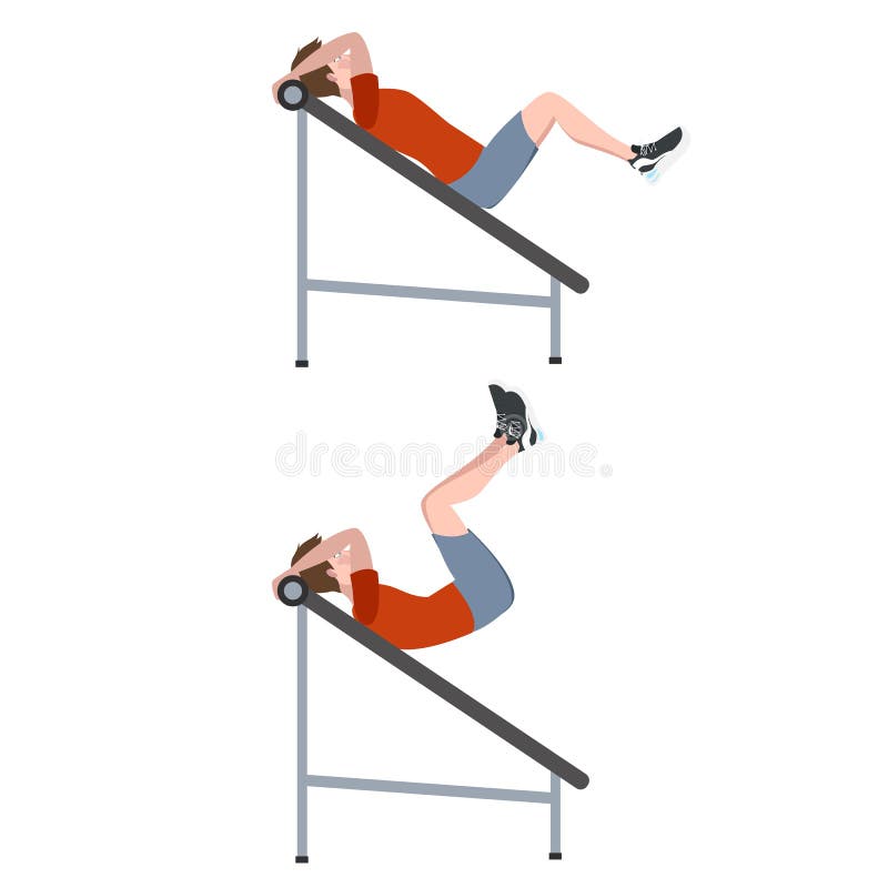 Man Abdominal Crunches Exercise Stock Illustrations – 129 Man Abdominal ...