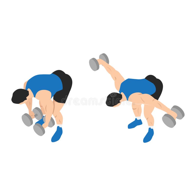 Man Doing Dumbbell Bent Over Lateral Raise Top View. Stock Vector ... Man Doing Dumbbell Bent Over Lateral Raise Top View. Stock Vector ...