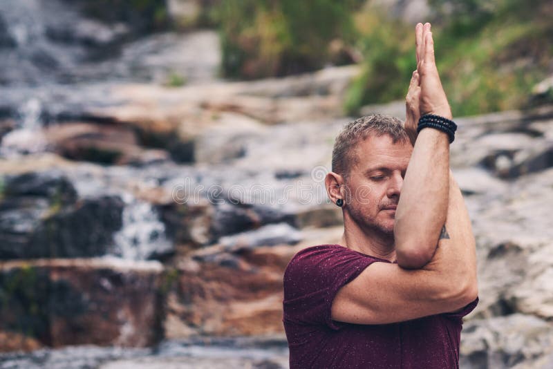 Man Yoga Pose Waterfall Stock Photos - Free & Royalty-Free Stock Photos ...