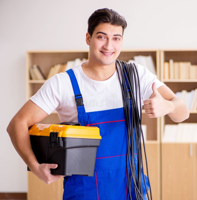 Man Doing Electrical Repairs at Home Stock Image - Image of laborer ...