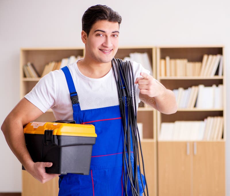Man Doing Electrical Repairs at Home Stock Photo - Image of contractor ...