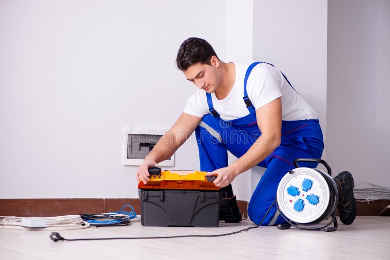 The Man Doing Electrical Repairs at Home Stock Image - Image of ...