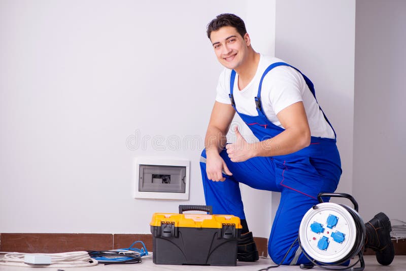 The Man Doing Electrical Repairs at Home Stock Image - Image of ...