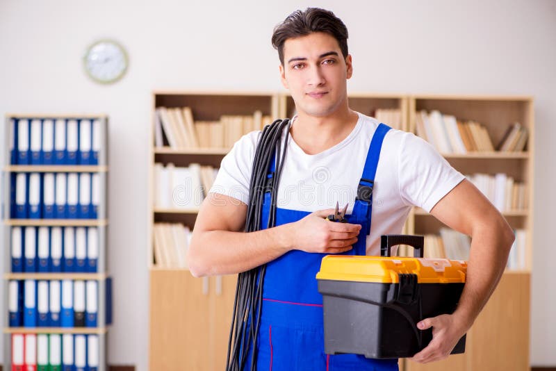 The Man Doing Electrical Repairs at Home Stock Image - Image of cutter ...