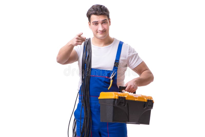 The Man Doing Electrical Repairs Stock Photo - Image of construction ...
