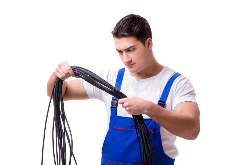 The Man Doing Electrical Repairs Stock Photo - Image of installing ...