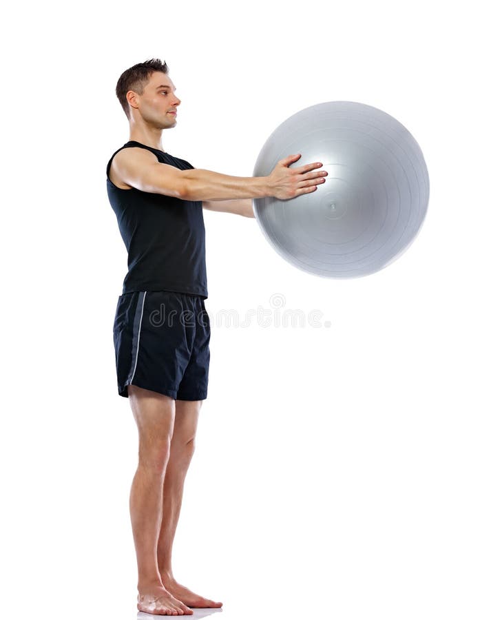 Man Doing Exercise with Fit-ball Stock Photo - Image of person, male ...