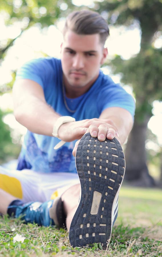Man Doing Exercises at Park. Stock Photo - Image of outside, exercise ...