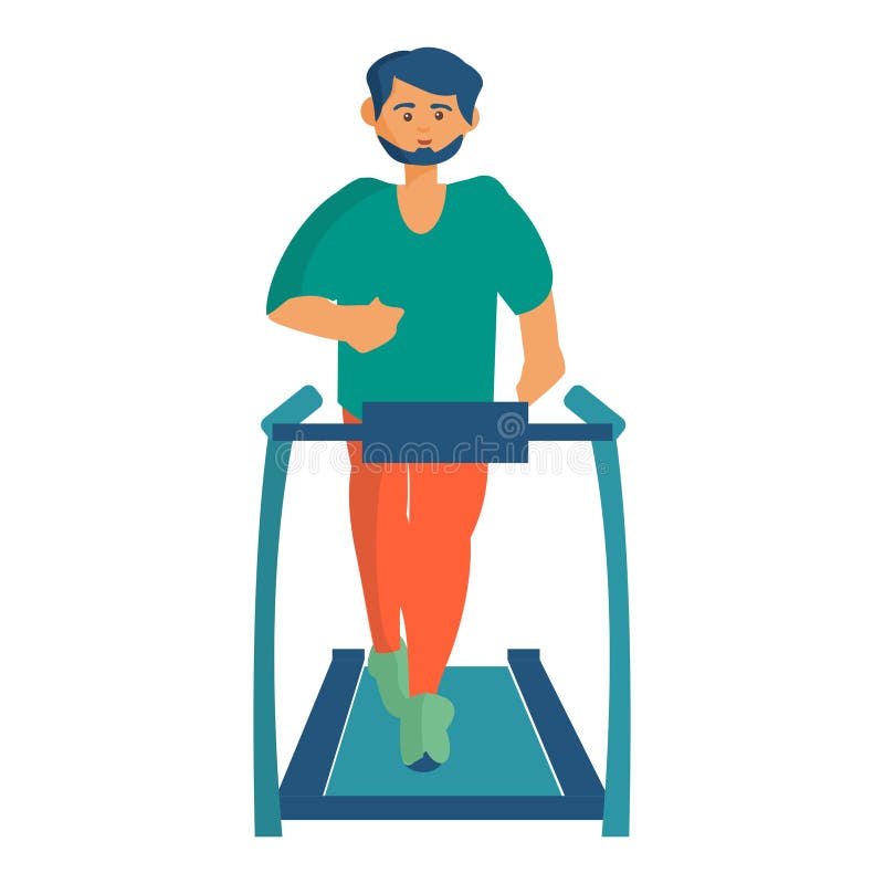 Man Doing Exercises on Treadmill Workout at Home Cartoon Illustration ...