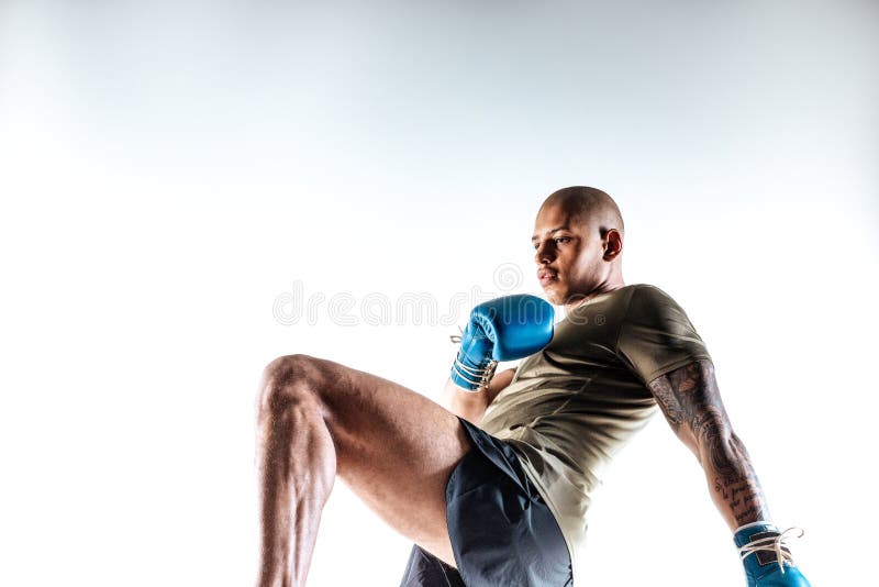 Man Doing Fighting Movements with Arms and Legs Stock Photo - Image of ...