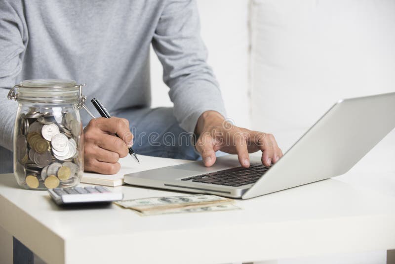 Man Doing Finance with Tablet Computer Stock Image - Image of data ...