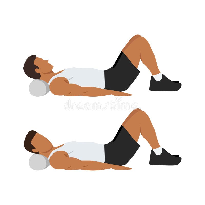 Man Doing Foam Roller Neck Release Exercise Stock Illustration ...