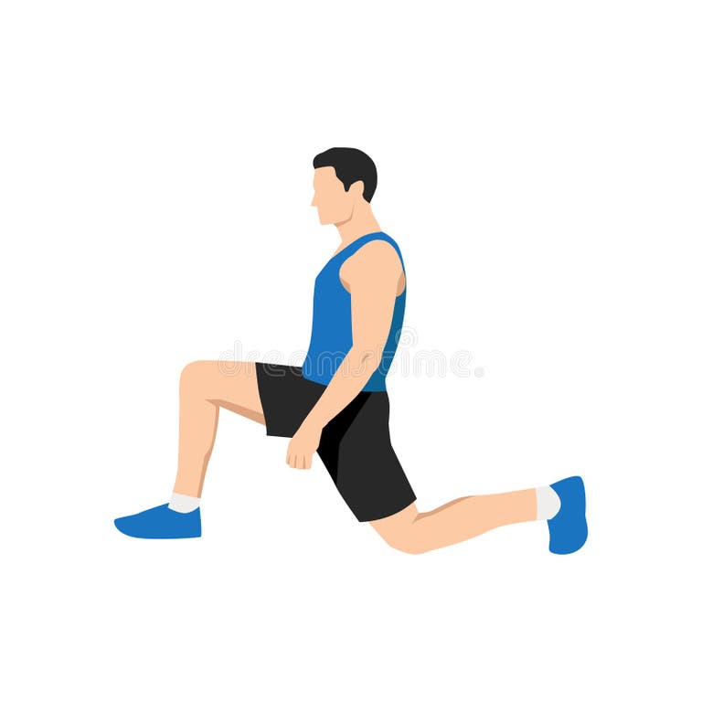 Man Doing Half Kneeling Hip Flexor Stretch Exercise. Stock Illustration ...